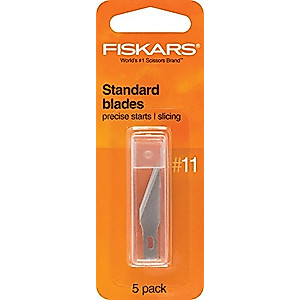 Fiskars Heavy Duty Die Cast, Exacto, 8 Inch, Precision Knife for Crafts, Multi Use Blade with Protective Cover, Steel & 196010-1006 Standard Number 11 Blades, 5 Pack, Orange