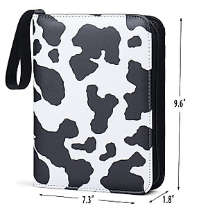 4 Pocket Trading Card Binders for 400 Cards, Cute Kawaii Cow Milk Pattern