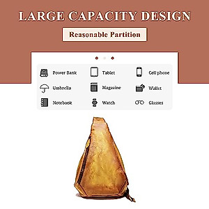 ONNODA Genuine Leather Sling Bag, Small Crossbody Backpack Hiking Shoulder Bag Casual Chest Daypack for Men Women (Green)