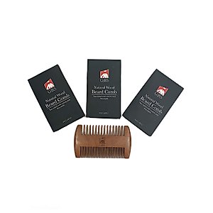 G.B.S 2 Sided Beard Comb - Pocket Sized Wooden Beard & Mustache Comb with Fine & Coarse Teeth - Perfect for Use with Beard Balms, Mustache Wax and Oils (Pack of 3)