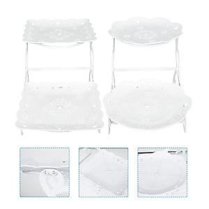 generic 2 Sets of 2- Tier White Dessert Cake Stand Pastry Stand Bicycle Cupcake Stand Cookie Tray Candy Fruit Plate and Trays for Wedding Home Birthday Party
