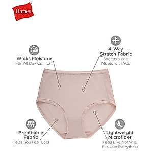 Hanes Women's Super Stretch Underwear Pack, Comfort Flex Fit, Bikini or Thong Panties, 6-Pack, Assorted Modern Brief, Medium