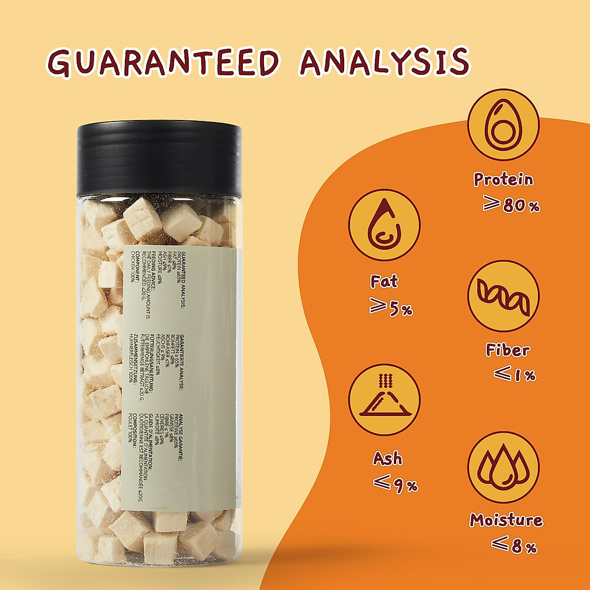 Jungle Calling Freeze Dried Chicken Cat & Dog Treats, Raw Single Ingredient Chicken Bites, High Protein Grain Free Pet Training Treats & Food Topper (Chicken Cubes, 3.2 oz)