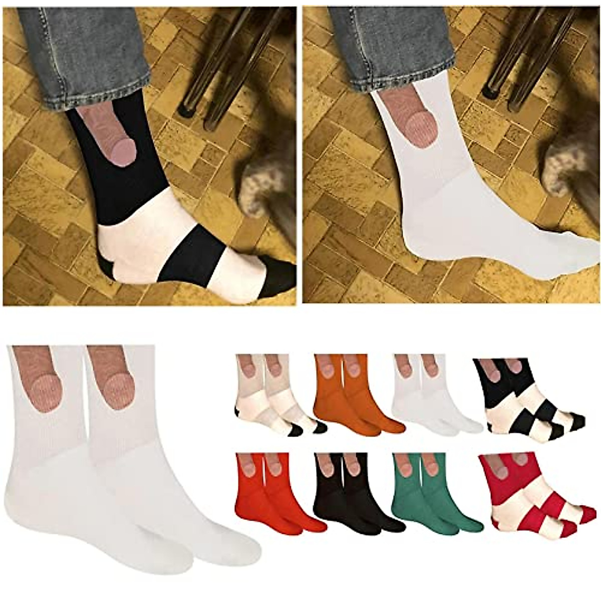 Birdeem Funny Socks, Unisex Novelty Socks Knit Floor Warm Crew Socks Winter Autumn Christmas Holiday Gifts for Women/Men (White)