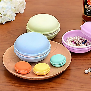 HAN SHENG 4 Pcs 4 Inch Giant Macaron Storage Case Colorful Large Macaron Jewelry Storage Box Case Container Earring Organizer (Blue,Green,Pink,Yellow)