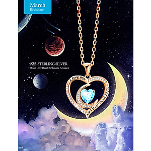 Birthstone Necklace for Women, Gold Necklace, Mothers Day Gift for Mom, Sterling Silver March Birthstone Jewelry Created Aquamarine Necklace Gifts for Wife