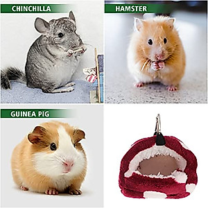 PATKAW Stuffed Animals Guinea Pig Bed M/14x13x7cm Winter Small Animals House Hamster Sleeping Bag Bunny Bed Guinea Pig Hideout ~Claret Guinea Pig Bedding