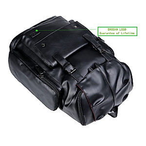 Baosha BP-16 PU Leather Casual Backpack College Backpack Daypack Black