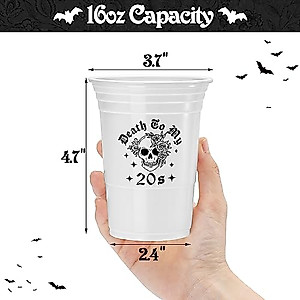 Nefelibata 50 Pack Gothic 30th Birthday Party Cups Halloween Women Death to My 20s Plastic Cup Female RIP Twenties Party Supplies Funny Falll Girl 30th Birthday Table Decorations