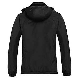 WHATWEARS Men's Winter Coats Waterproof Ski Jacket for Men Snow Coat Windproof Mountain Jackets with Hooded, Black, M