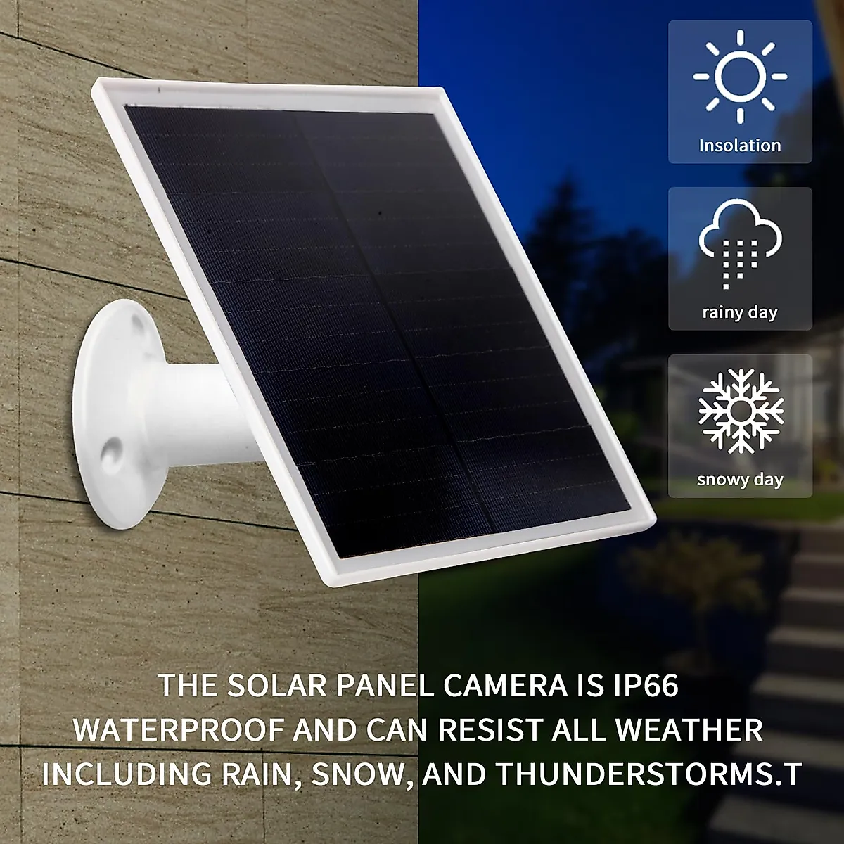Solar Panel Charger, Solar Panel for Security Camera,6W USB Solar Panel with Micro USB & USB-C Port, IP66 Waterproof Camera Solar Panel with 360°Adjustable Mounting