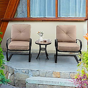 PHI VILLA Outdoor Round Side Table, Small Wood Table Top End Table Coffee Bistro Table with Metal Frame for Indoor/Outdoor Use