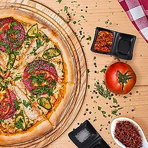 DOITOOL Japanese Serving Tray 2Pcs Dual Dipping Bowls Melamine Sauce Dishes Divided Soy Sauce Dishes Sushi Dipping Plates BBQ Sauce Food Containers