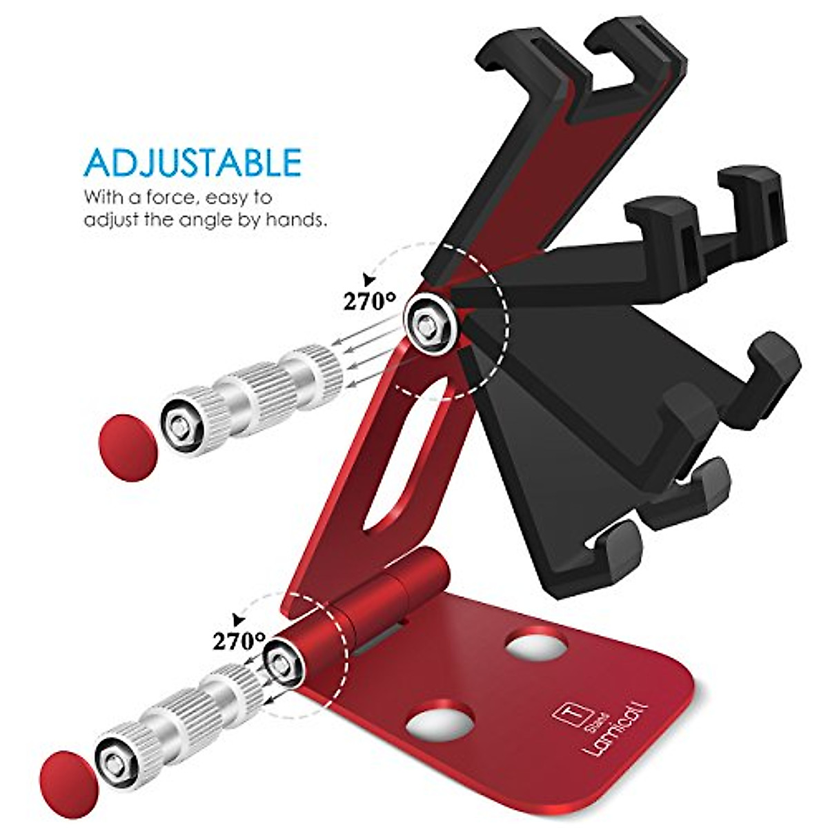 Lamicall Adjustable Phone Tablet Stand, Playstand for Switch, Foldable Desk Holder, Compatible with iPad Mini, 9.7'' iPad Pro Air, Phone 12 Mini 11 Pro Xs Xs Max Xr X 8 7 6 6s Plus SE (4-10'') - Red