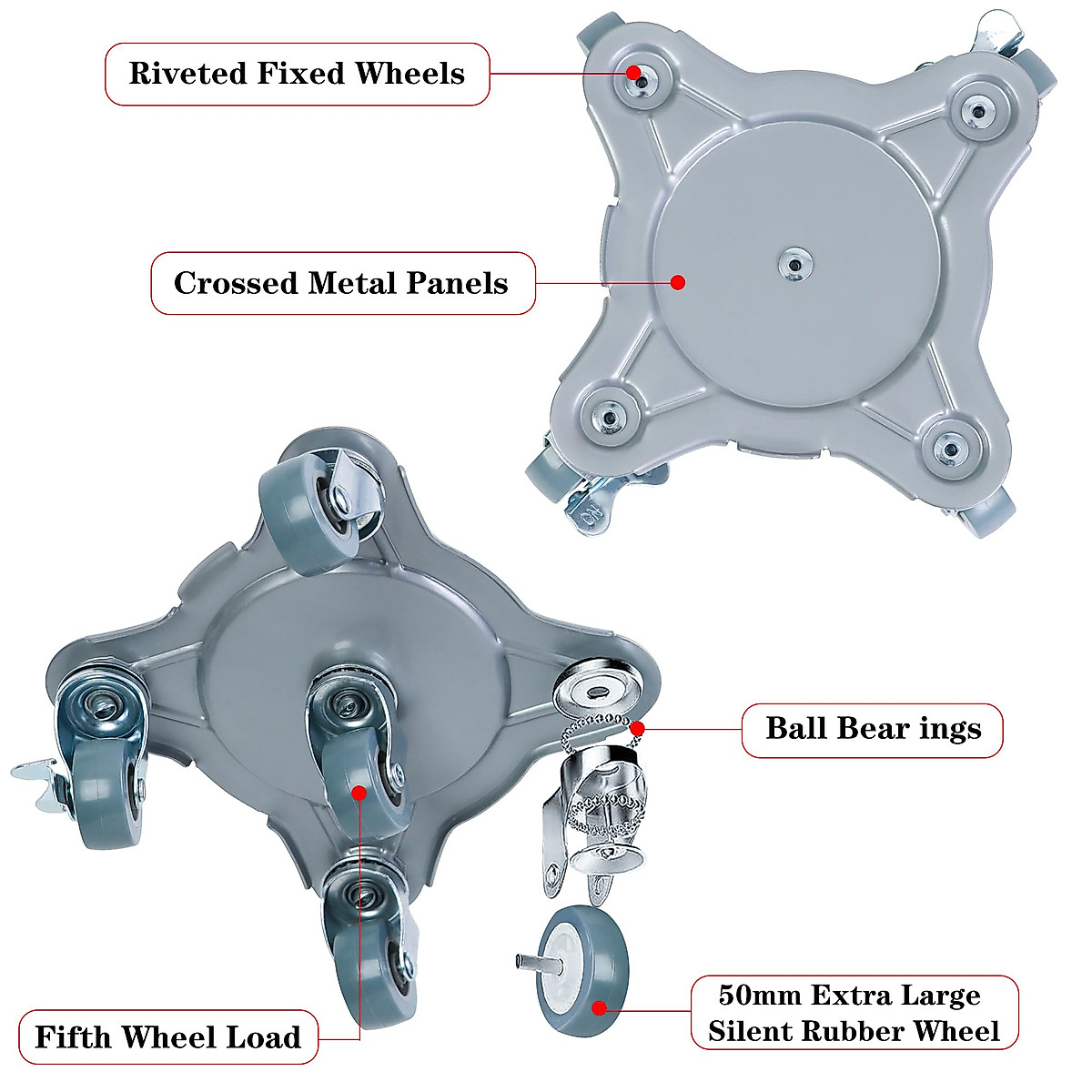 SUCCJJ Furniture Movers with Wheels,Furniture Dolly Heavy Duty,Furniture Lifter Tool with 5 360° Rotatable Rubber Universal Wheels,Furniture Moving Tool Maximum Load 3474lbs