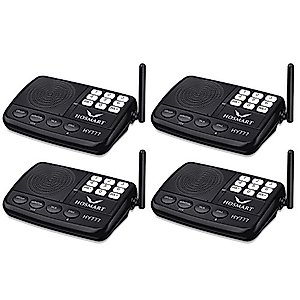 Wireless Intercom System Hosmart 1/2 Mile Long Range 7-Channel Security Wireless Intercom System for Home or Office (New Version) [4 Stations Black]