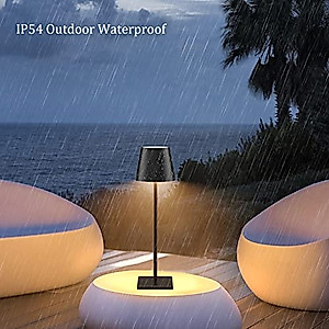 Howskys 2 Pack Black Cordless Table Lamp,5500mAh Battery Powered Table Lamp,3W Touch Rechargeable Battery Table Lamp 3000k Warm White,IP54 Indoor/Outdoor Table Lamp