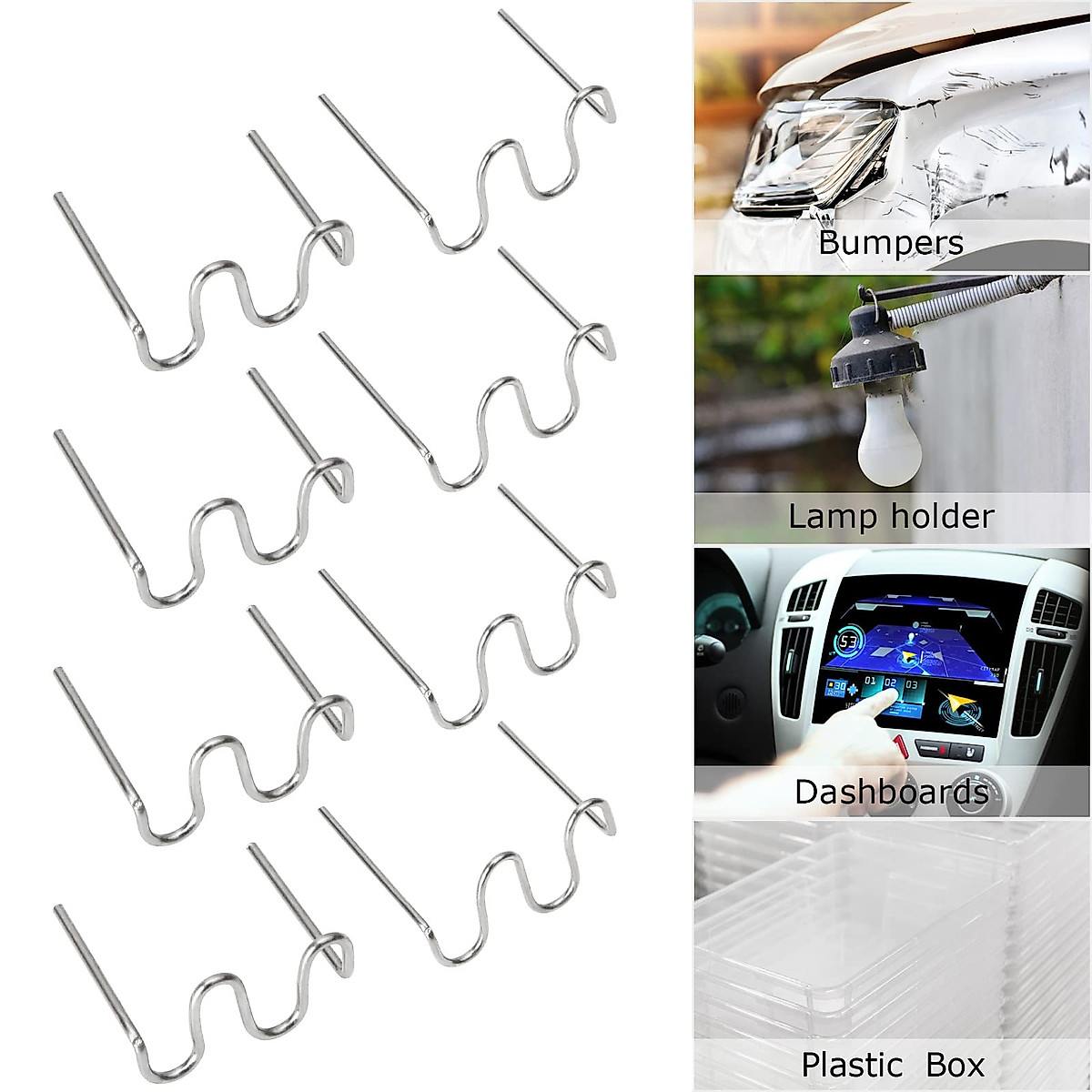 JMIATRY 2000 PCS Plastic Welding Hot Staples Stainless Steel 0.8mm 0.6mm Plastic Welder Staples Wave Shape Repair Kit for Plastic Welder Machine Car Bumper Dashboard Lamp Holder Repair