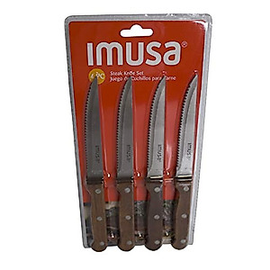 Imusa USA IMU-71014 4Piece Serrated Steak Knives with Wood Handle