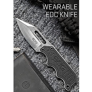 SOG Small Fixed Blade Knife - Instinct Boot Knife, EDC Knife, Neck Knife, 2.3 Inch Full Tang Blade w/ Knife Sheath and Clip, 4in. x 1in. x 8.5in. (NB1012-CP) , Black