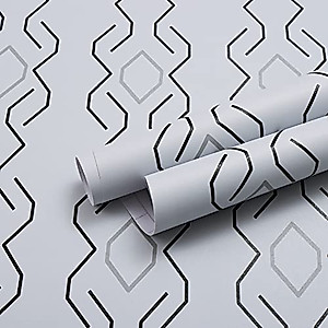 Micpolo Stripe Peel and Stick Wallpaper Black and Grey Contact Paper Geometric Self-Adhesive Wallpaper Modern Removable Vinyl Decor 17.7"X78"
