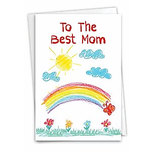 NobleWorks Birthday Mother Greeting Card from Kids (Mother) with 5 x 7 Inch Envelope (1 Card) Mom Love You Mommy-Rainbow C10309IBMG