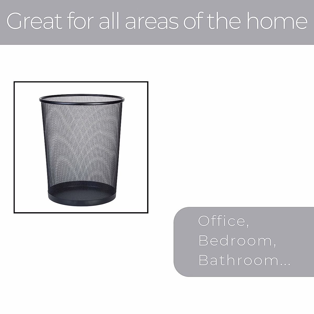 Smart Design Steel Mesh Waste Basket - Set of 12-11.75 x 13.75 Inch - Black