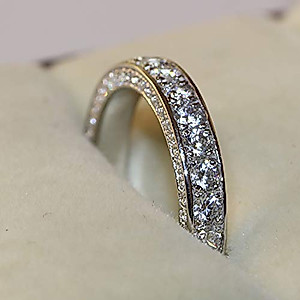 Gixaxak 925 Sterling Silver Cubic Zirconia Full Eternity Stackable White Clear CZ Eternity Ring Anniversary Wedding Engagement Band Ring Size 6-10 7