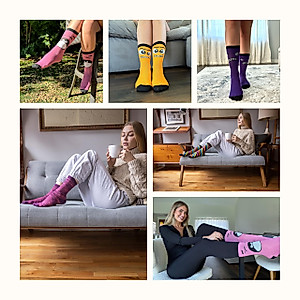 Tipi Toe Women's 12 Pairs Lightweight Colorful Funny Monster Faces Striped Patterned Crazy Socks For Women Size 9-11, WC81-T1