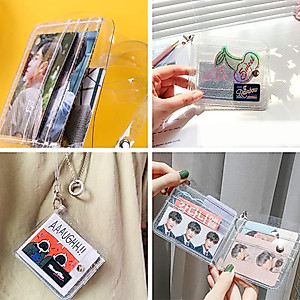Clear Wallet Glitter Jelly Wallets Transparent Bifold Photocards Holder Lanyard Coin Pouch,Silver