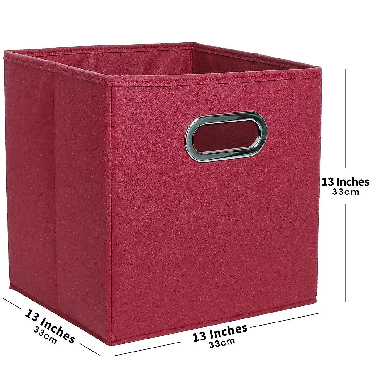 MILILOVE 4Pcs Felt Storage Basket 13x13x13 inch Cube, Fabric Cloth Storage Bin, Collapsible Organizer Basket with Metal Handle for Cloth Toys Underwears Bedroom Playroom Office