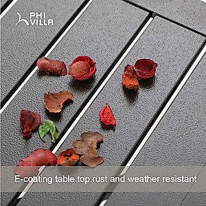 PHI VILLA Patio Conversation Sets 3 Piece Outdoor Bistro Set, 2 Steel Patio Chairs with Padded Cushions & 1 Coffee Side Metal Table