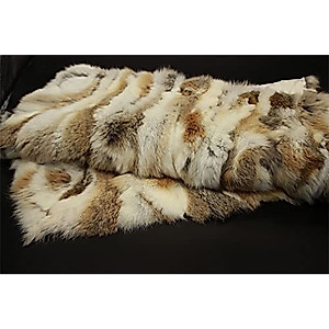 22in x 43in Natural Tan Luxury Soft Premium Quality Durable 100% Natural Rabbit Fur Bed Throw Blanket, Rug, Real Fur Good Buy Hot Carpet,Rabbit Fur Blankets/Plates