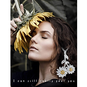 Sunflower Dual Urn Pendant Necklace 925 Sterling Silver Hold Two keepsakes Cremation Jewelry for Ashes Necklace You are my sunshine Memorial Always in My Heart Memory Necklace Gift