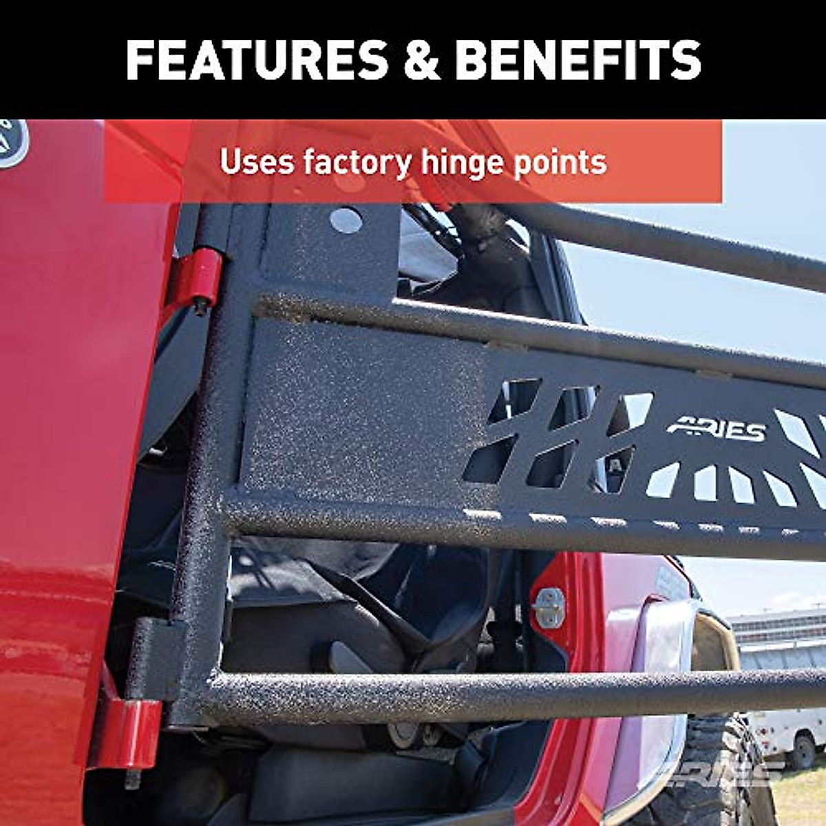 ARIES AR15009 Black Aluminum Front Jeep Wrangler JK Tube Half Doors