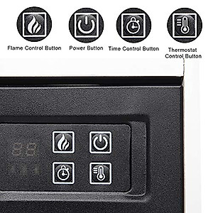 Zokop 25''W Freestanding Electric Fireplace Stove Space Heater with Realistic Flame, Wood Mantel, Remote Control for Home Room Indoor, 1500W-Black