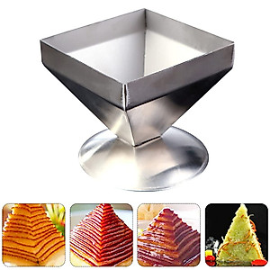 Hemoton Stainless Steel Pyramid Mold Cake Food Mold Stuffed Meat Shape Form Rice Shaper Metal Serving Plate for Home Restaurant Kitchen Size