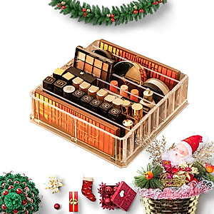 ROWNYEON Acrylic Makeup Organizer Compact Makeup Palette Organizer 8 Spaces Eyeshadow Pallet Makeup Organizer Holder For Vanity Clear Cosmetics Makeup Drawer Organizer With Removable Dividers