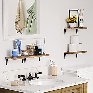 Wallniture Arras Floating Shelves for Wall Decor, 11"x6" Wood Wall Shelves Set of 4 for Living Room Decor, Bedroom, Office, Bathroom, Burnt