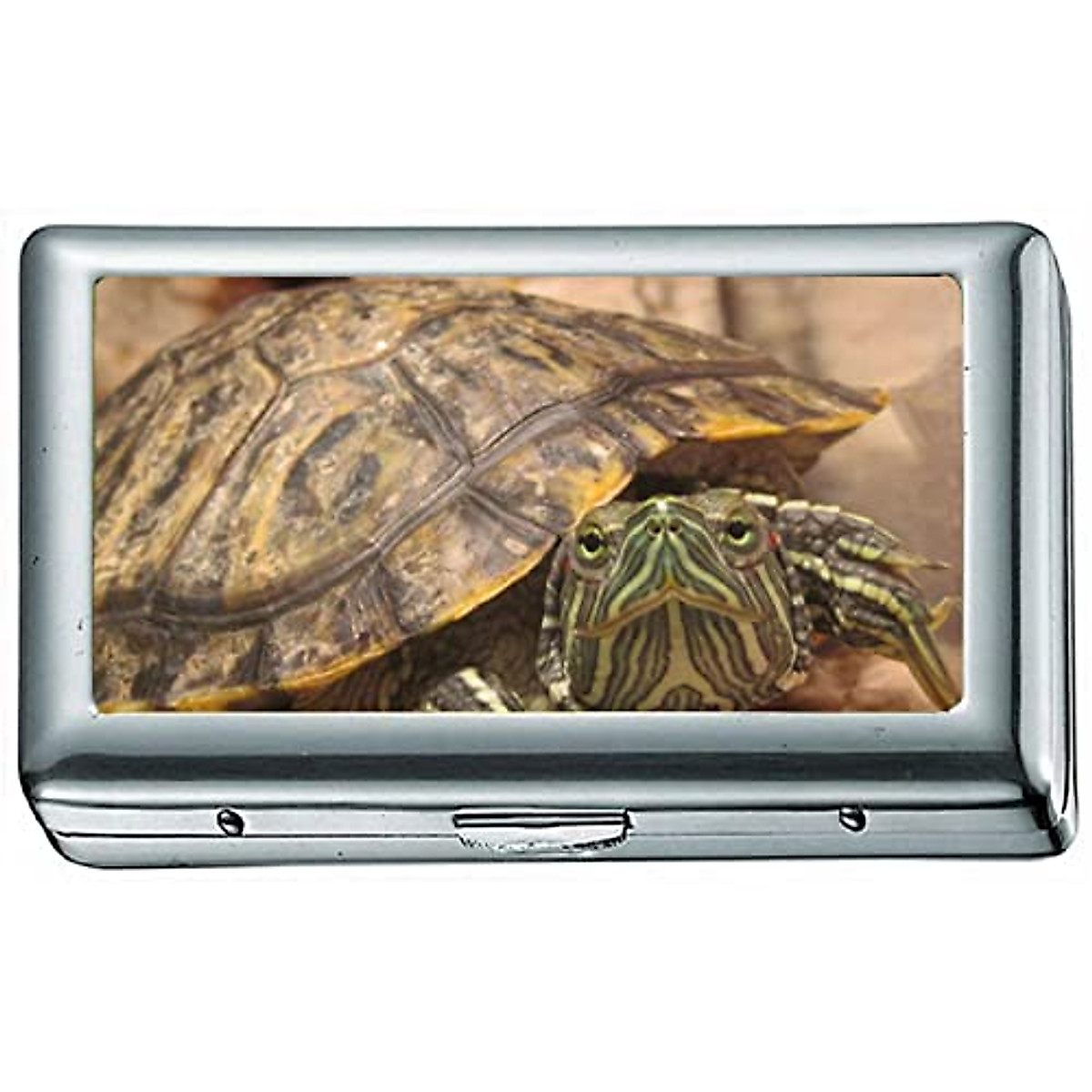 Metal Cigarette Case Carapace Eyes Turtle Classic Metallic Silver Color Double Sided King Cigarette Case Design