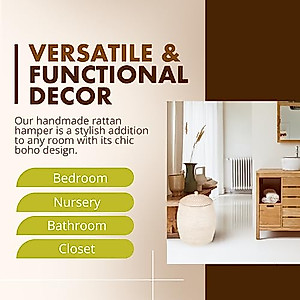 KOUBOO Laguna Rattan Beehive Hamper, Removable Cotton Liner, Laundry Hamper, Bathroom, Bedroom, Kids Room, Nursery, Hamper with Lid, Home Essentials, White Wash