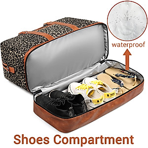 Weekender Bags for Women, Large Overnight Bag Canvas Travel Duffel Bag Carry On Tote with Shoe Compartment 21" 3Pcs Set