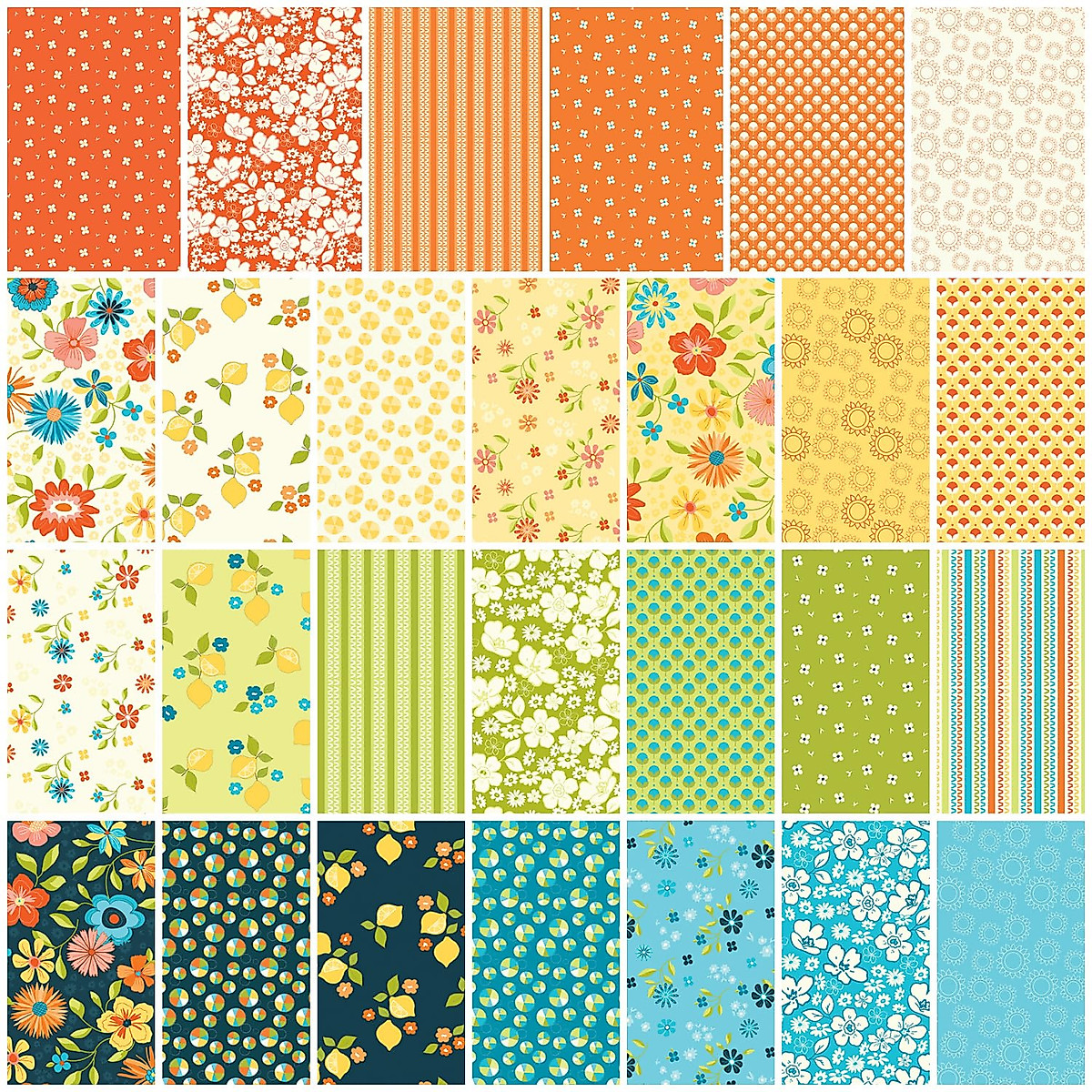 Sandy Gervais Here Comes The Sun 10"" Stacker 42 10-inch Squares Layer Cake Riley Blake 10-14810-42, Assorted