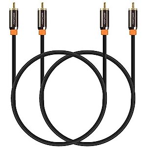 FosPower (3FT - 2 Pack Digital Audio Coaxial Cable [24K Gold Plated Connectors] Premium S/PDIF RCA Male to RCA Male for Home Theater, HDTV, Subwoofer, Hi-Fi Systems