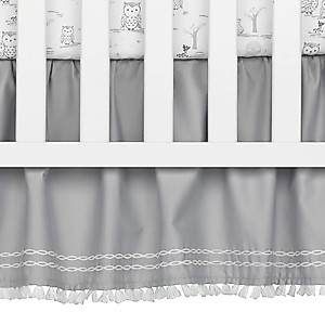 Lambs & Ivy Luna White/Gray Celestial Owl 4-Piece Nursery Baby Crib Bedding Set (740004V)