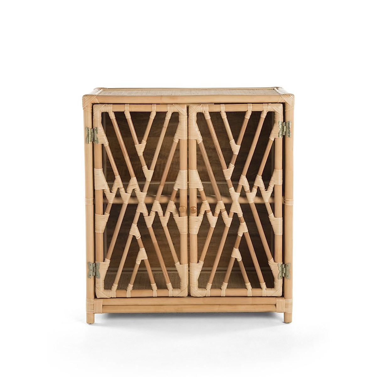 KOUBOO Rattan Chippendale Storage Cabinet with 2 Doors, Natural Color