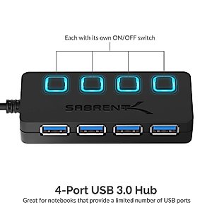 USB External Stereo Sound Adapter for Windows and Mac + SABRENT 4-Port USB 3.0 Data Hub