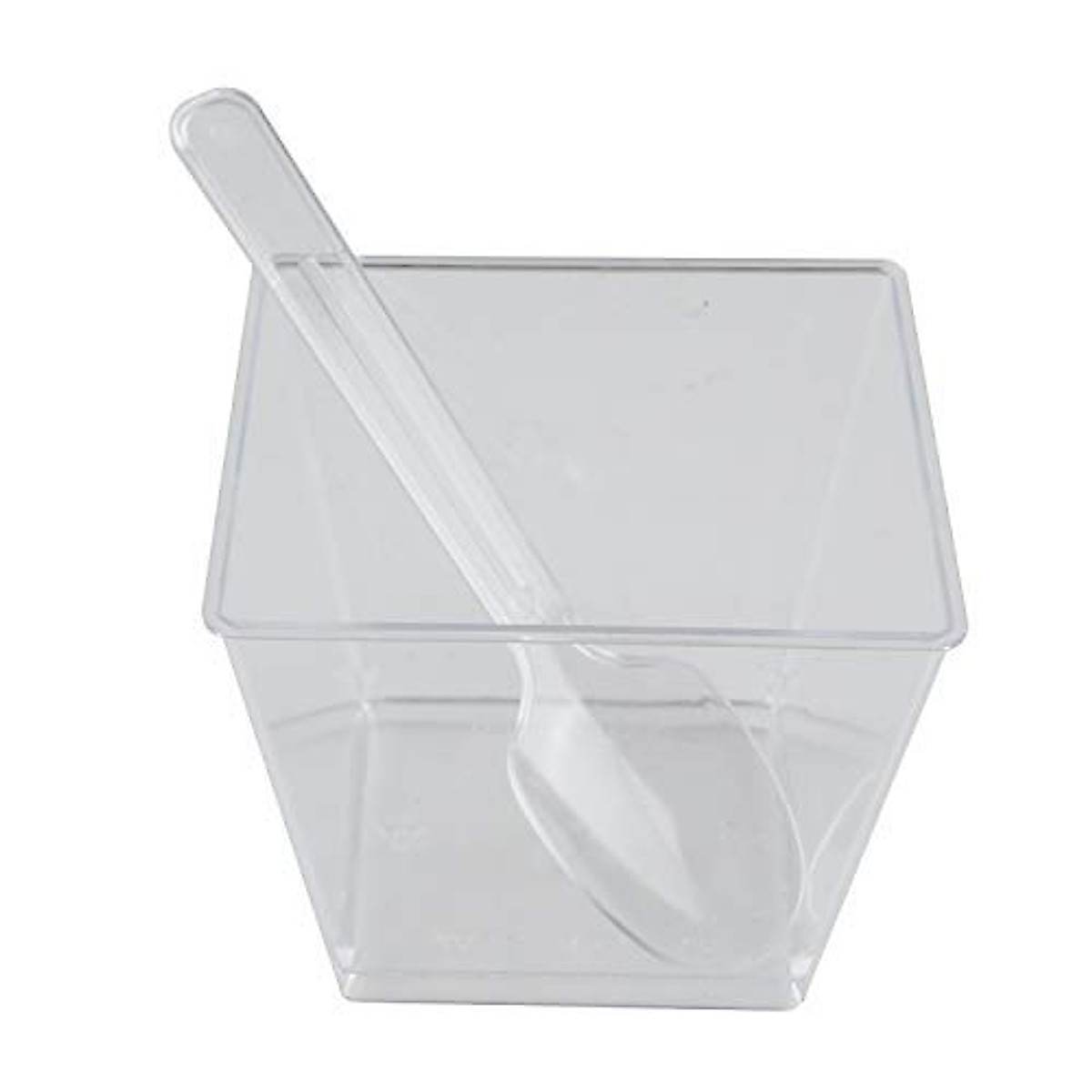 Z-Color 50pcs 4OZ Embellish Crystal Clear Hard Plastic Dessert Cups With Spoons