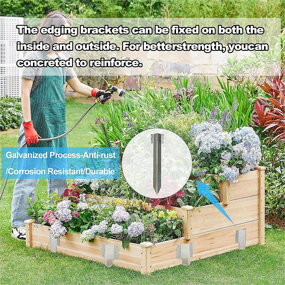 10pcs Sleeper Stakes,Metal Stakes Heavy Duty,Fence Post Repair Stakes Anchors Ground Spikes, Metal Stakes for Ground,Raised Garden Bed,Wooden Garden Edging Border,Driveway,Path Edging