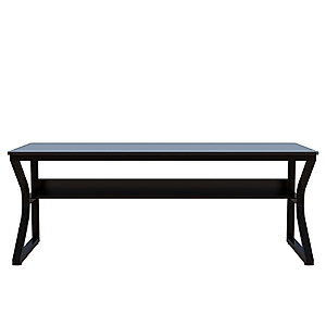 OSCHF Extra Long Desk with Bookshelf - 71" Double Long Writing Table for 2-Person Workstation, Modern Study Work Computer Desk for Home and Office, Black